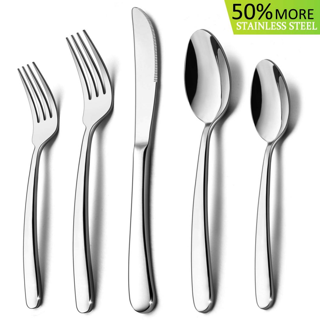 40-Piece Heavy Duty Silverware Set, HaWare Stainless Steel Solid ...